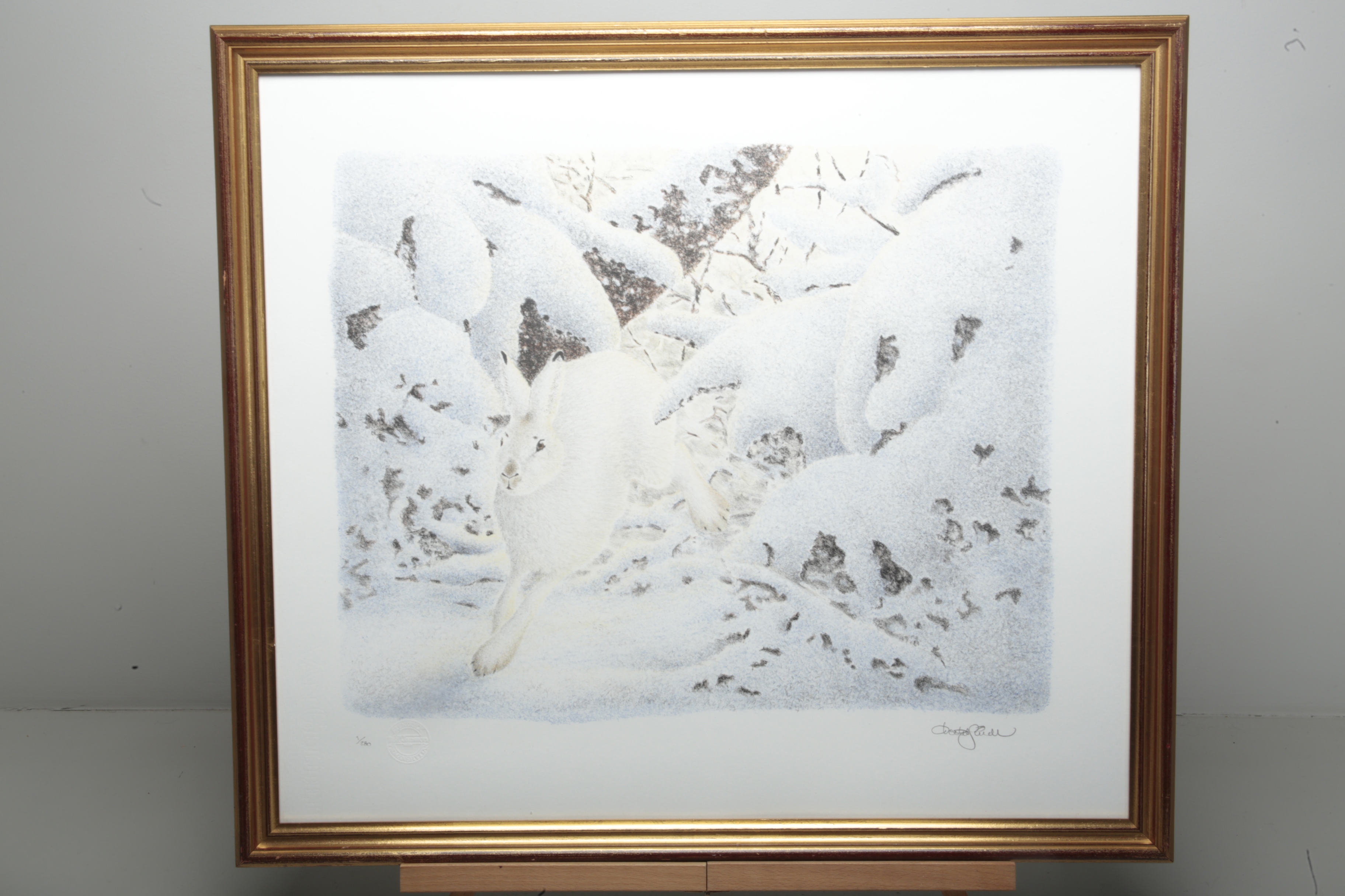 Bertil Lindh litografi "Vinterhare" signerad | Auktion